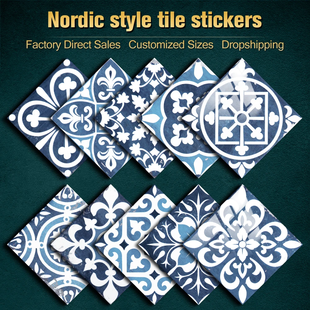 10-15-20-30cm-Blue-Hard-Tiles-Wall-Sticker-Home-Decoration-Self ...