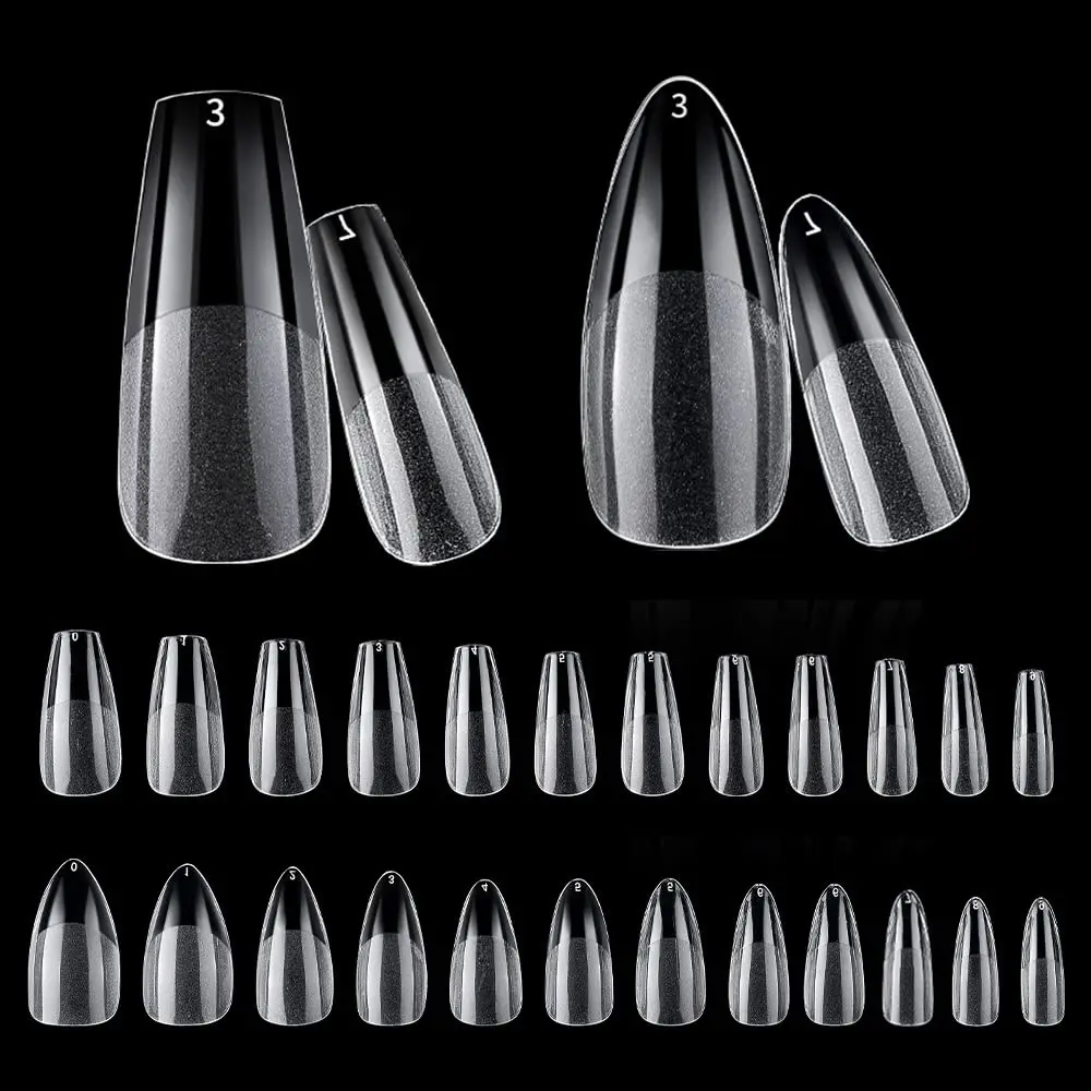 240-Pcs-Semi-Frosted-American-Capsule-Nails-2-Designs-Almond-Ballerina ...