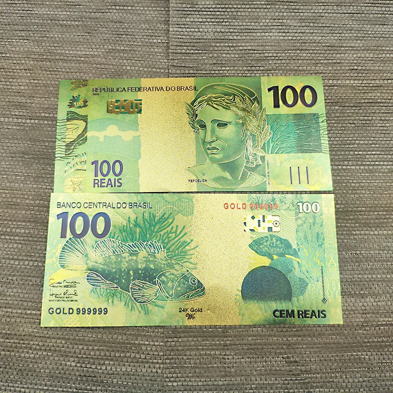 10PC-Color-Brazil-Banknotes-100-Gold-Foil-Plastic-Banknote-Replica ...