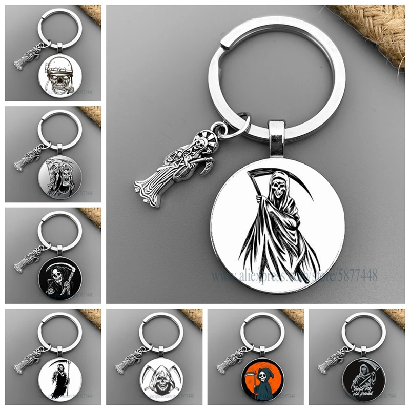 Personalized-Grim-Reaper-Keychain-Death-Element-Black-and-White-Glass ...