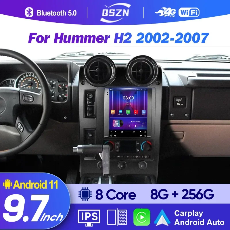QSZN 9.7 Inch Tesla Style For Hummer H2 2002 - 2007 Car Radio Stereo ...