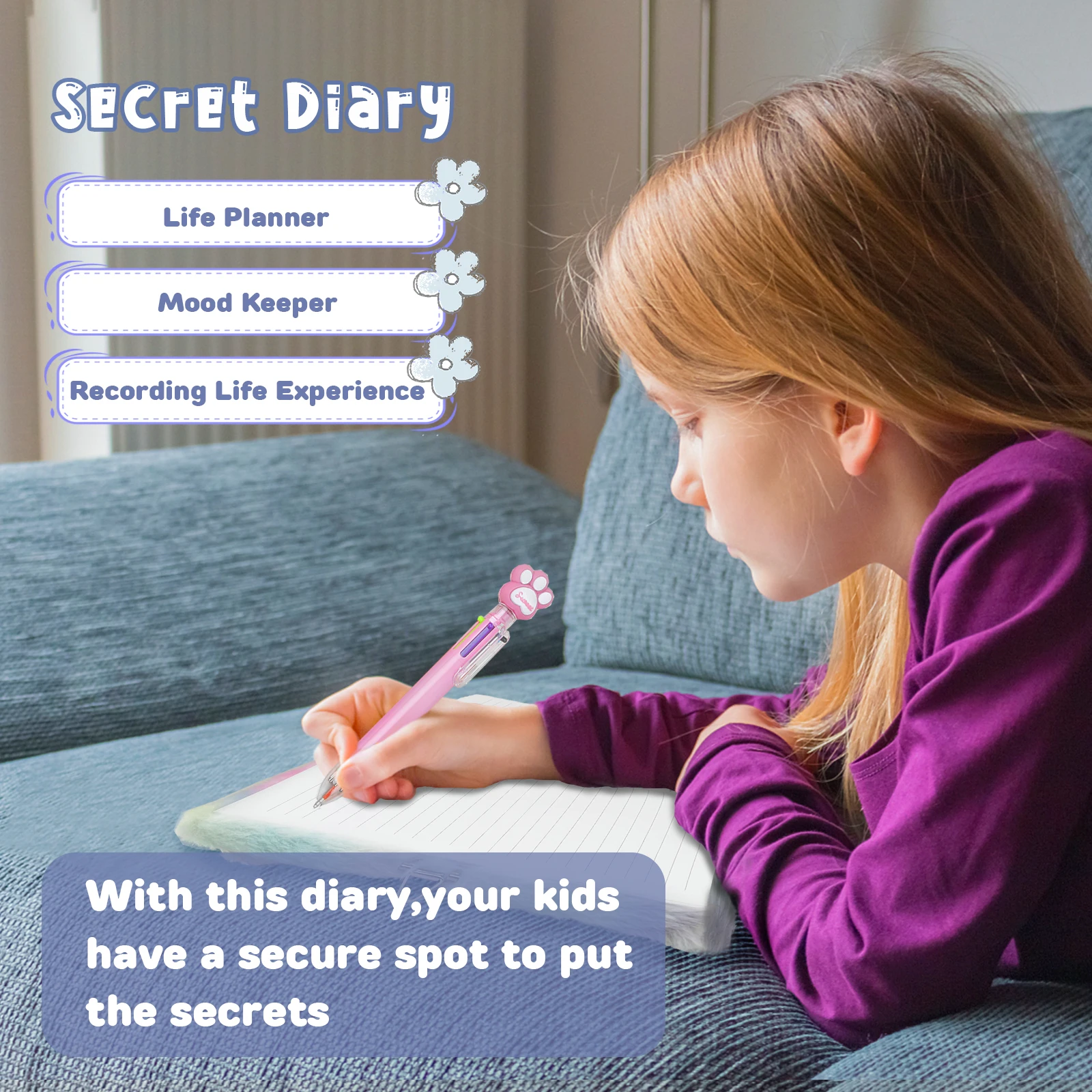 Cartoon Girl Writing In Diary