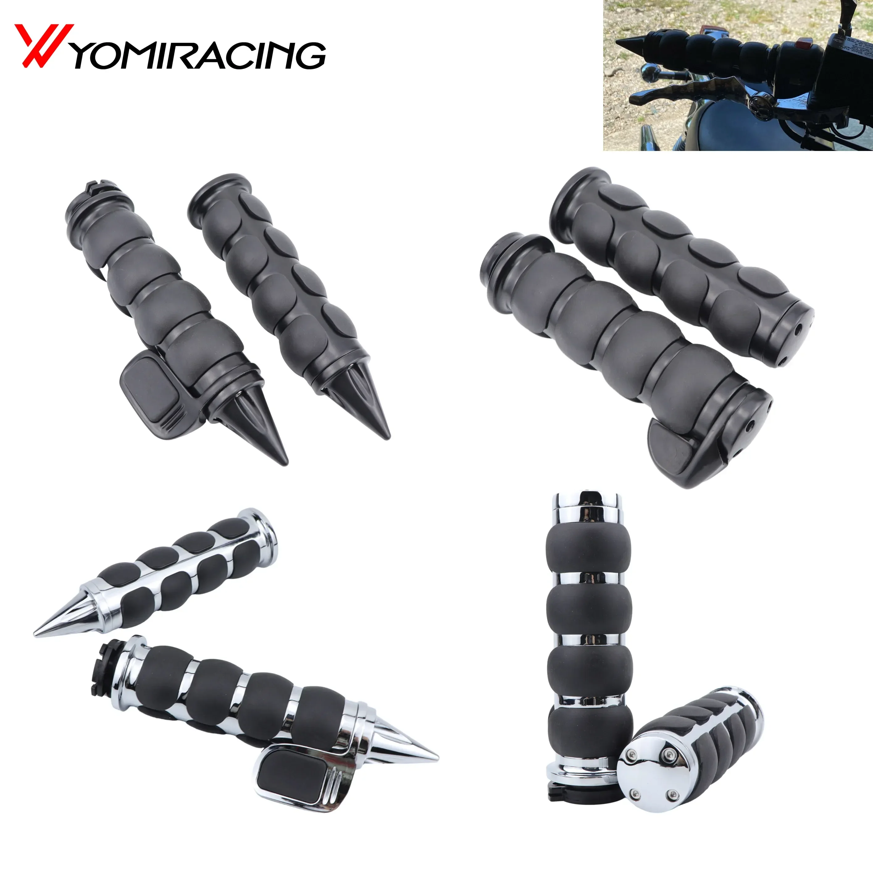 25mm-1-Motorcycle-Handlebar-Handle-Bar-End-Hand-Grips-For-Harley ...