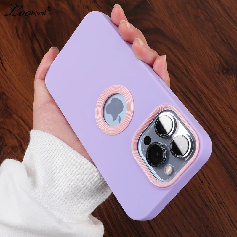 Luxury-Logo-Hole-Color-Contrast-Phone-Case-For-iPhone-14-13-12-11-Pro ...