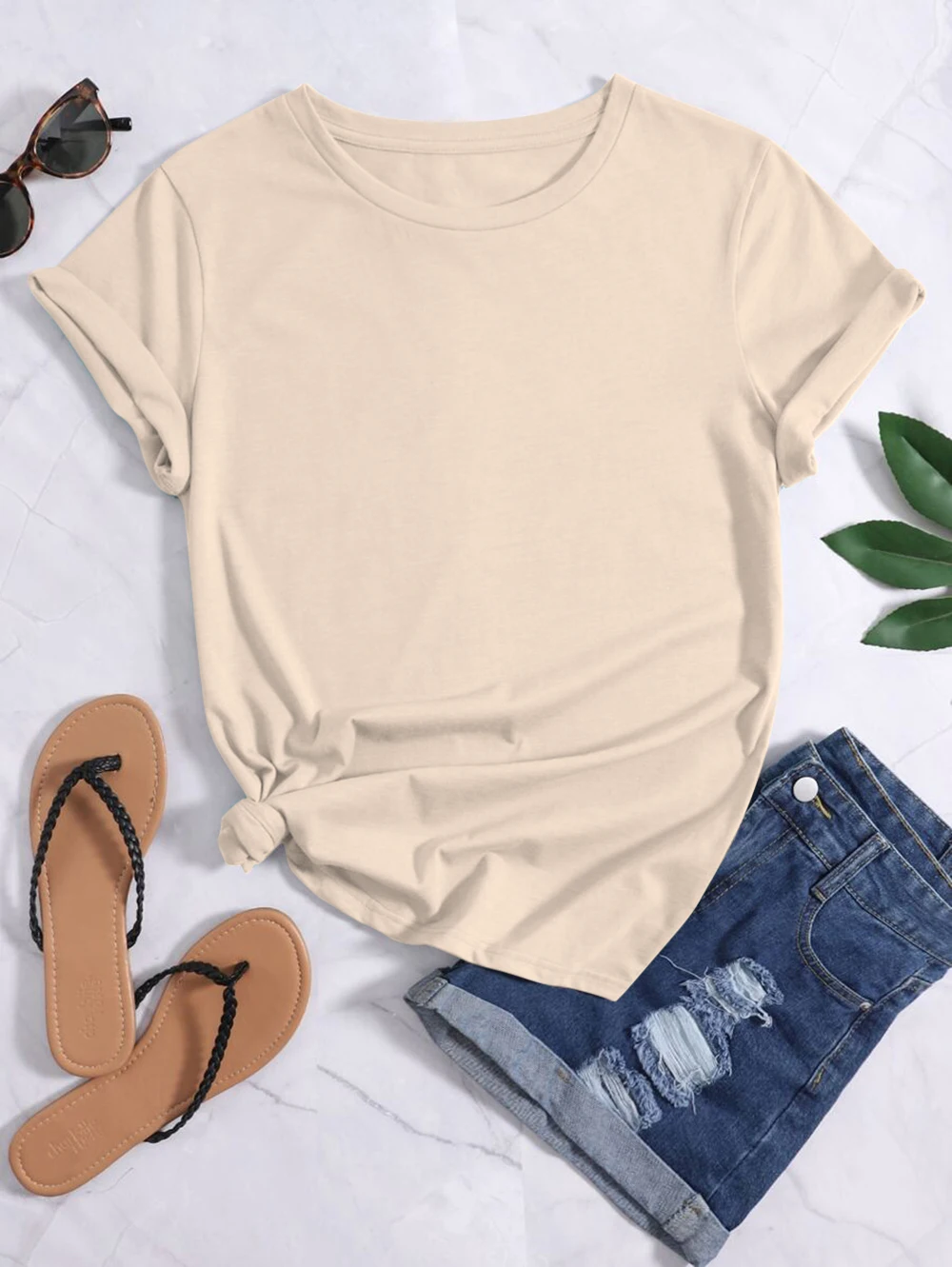 Solid-Color-Women-T-Shirts-Comfortable-Summer-Tee-Shirt-Breathable-Soft ...