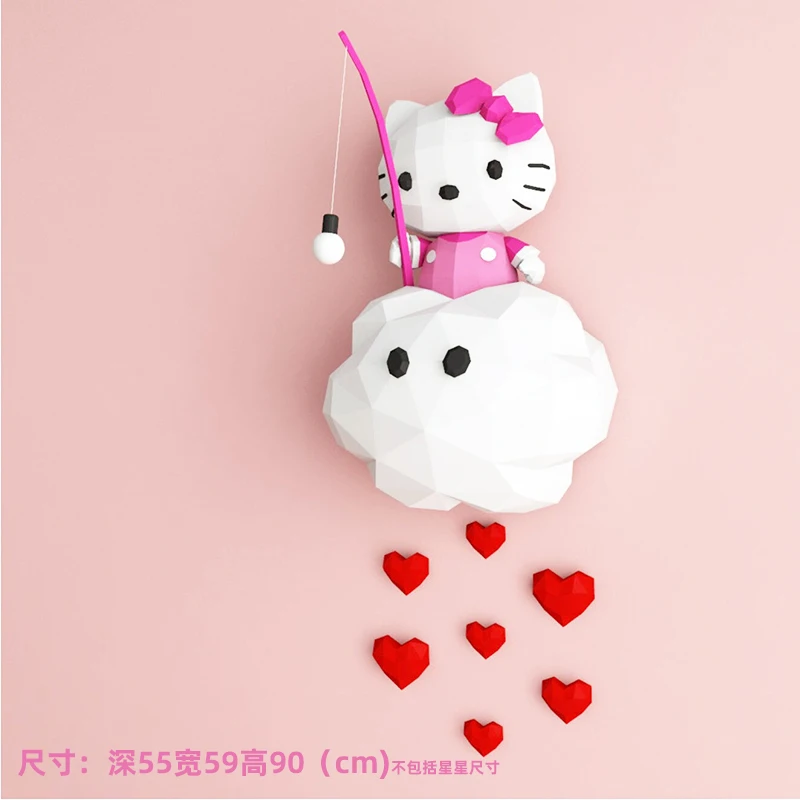 90cm-Hello-Kitty-Paper-Model-Anime-Figure-Children-Room-Wall-Decor-Home ...