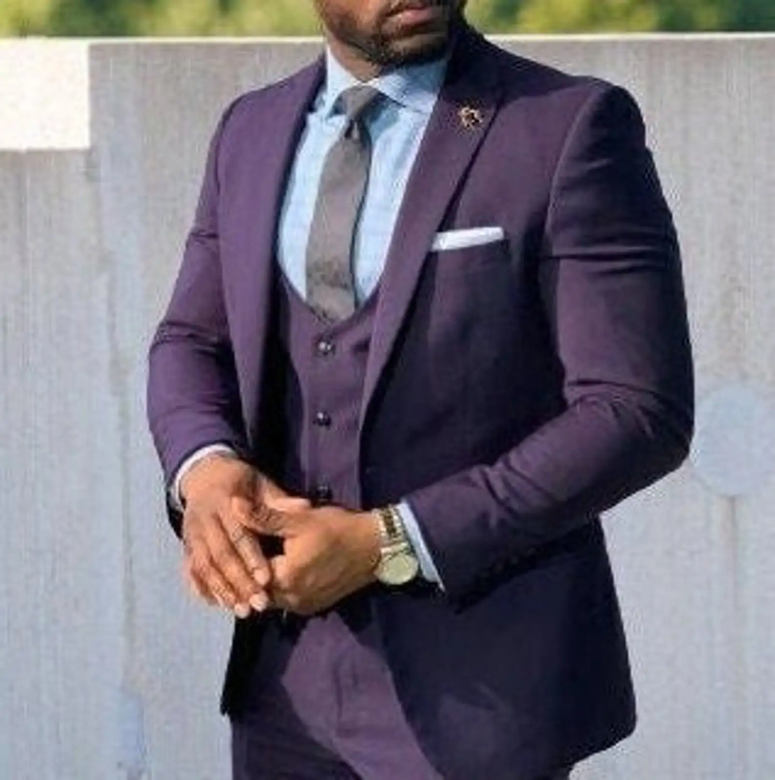 Dark Purple Formal Men Suits For Wedding Prom Party Bridegroom Wear ...