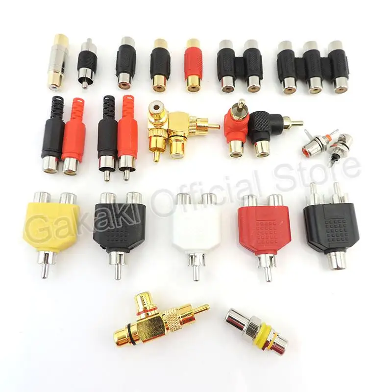 RCA-Connector-Male-Female-Jack-Plug-M-F-2RCA-3RCA-Adapters-for-cctv ...