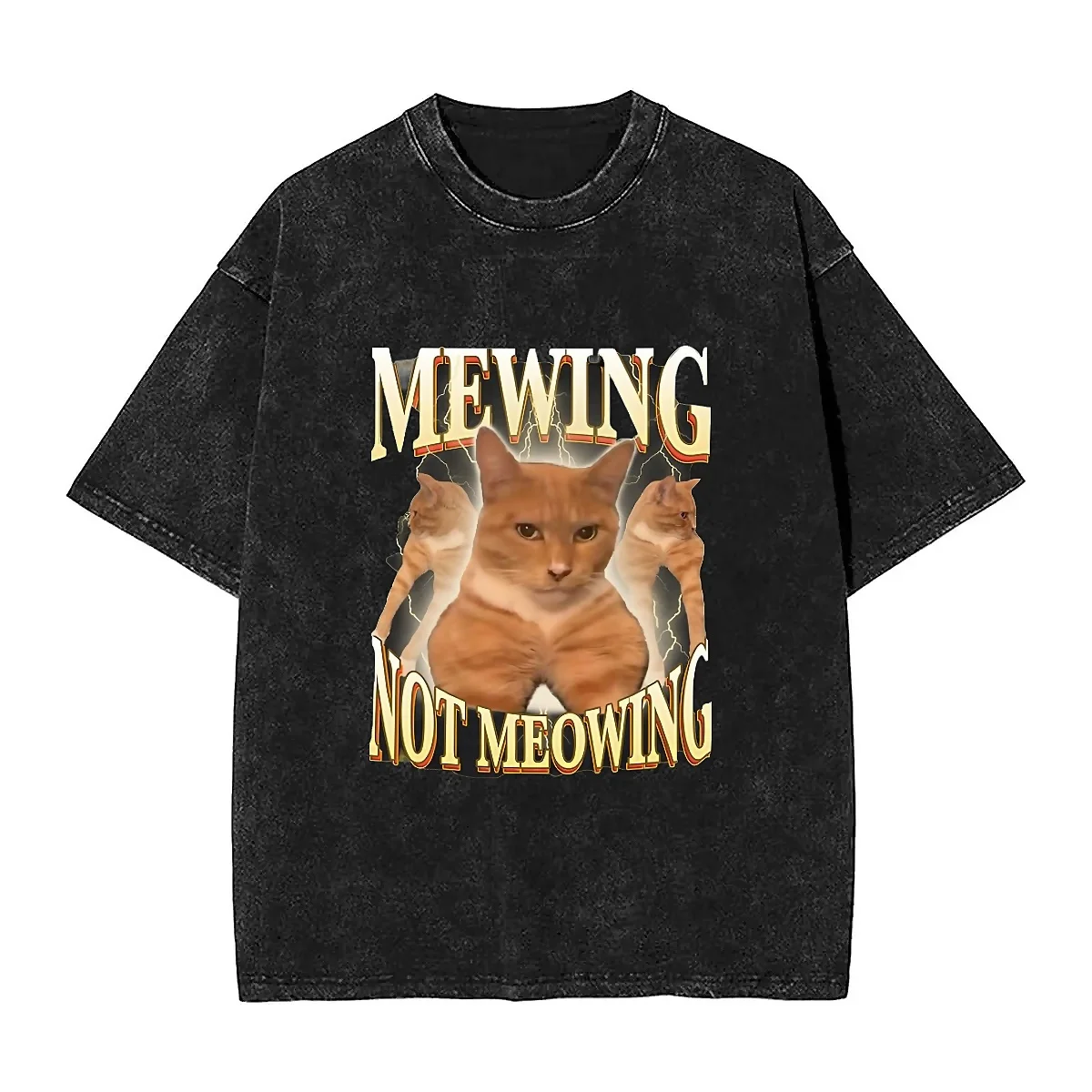 Mewing-Camiseta-lavada-con-estampado-de-gatos-para-hombre-camisetas ...