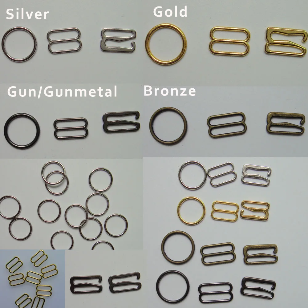 Underwear Bra Strap Adjustment Buckles, Metal Lingerie, Slide Rings, Hooks, Figure 6, 8, 10, 12 ...