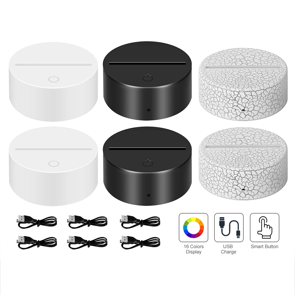 Acrylic Anime White Black And Crack ABS RGB LED Lamp Base Kit Christmas ...