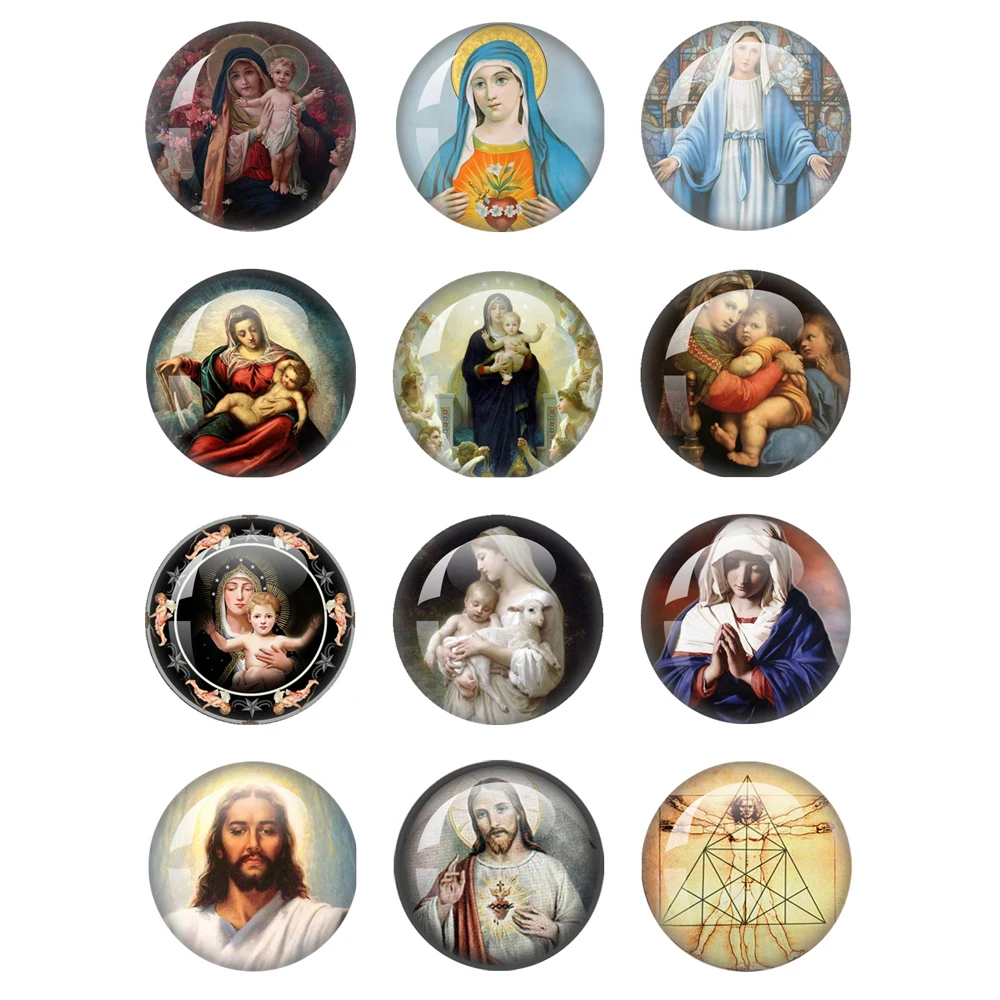 12pcs-Round-Glass-Cabochon-Angel-Baby-Virgin-Mary-Pattern-Glass-Dome ...