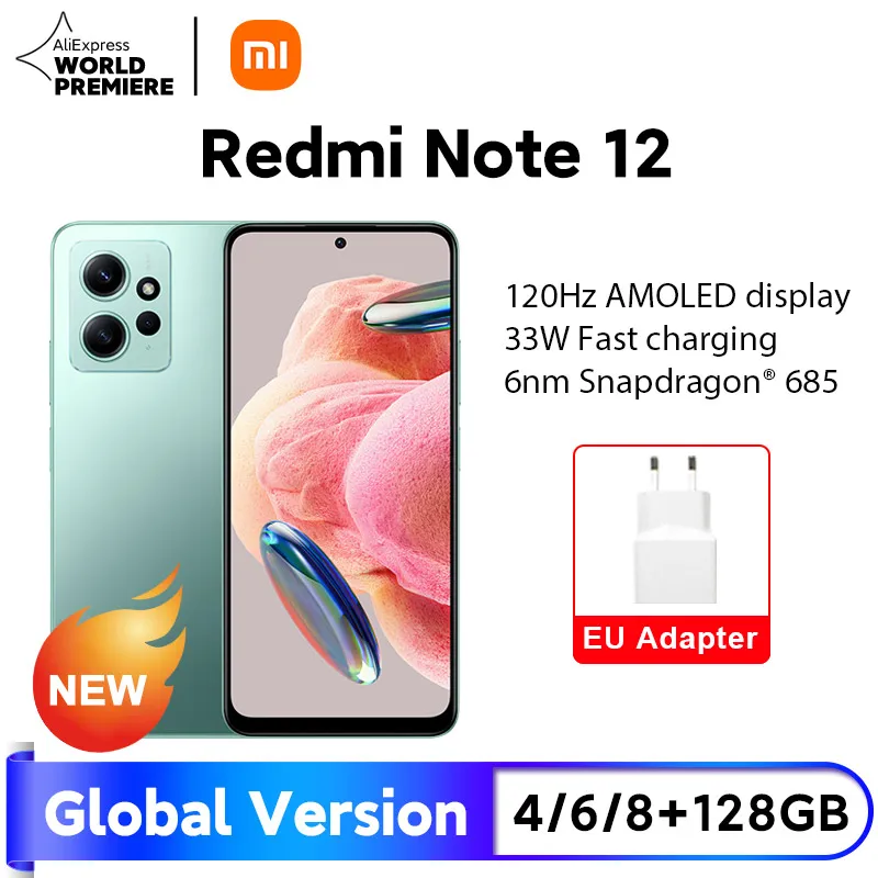 Xiaomi Redmi Note 12, version globale, Snapdragon®Appareil photo à charge rapide AMOLED ...