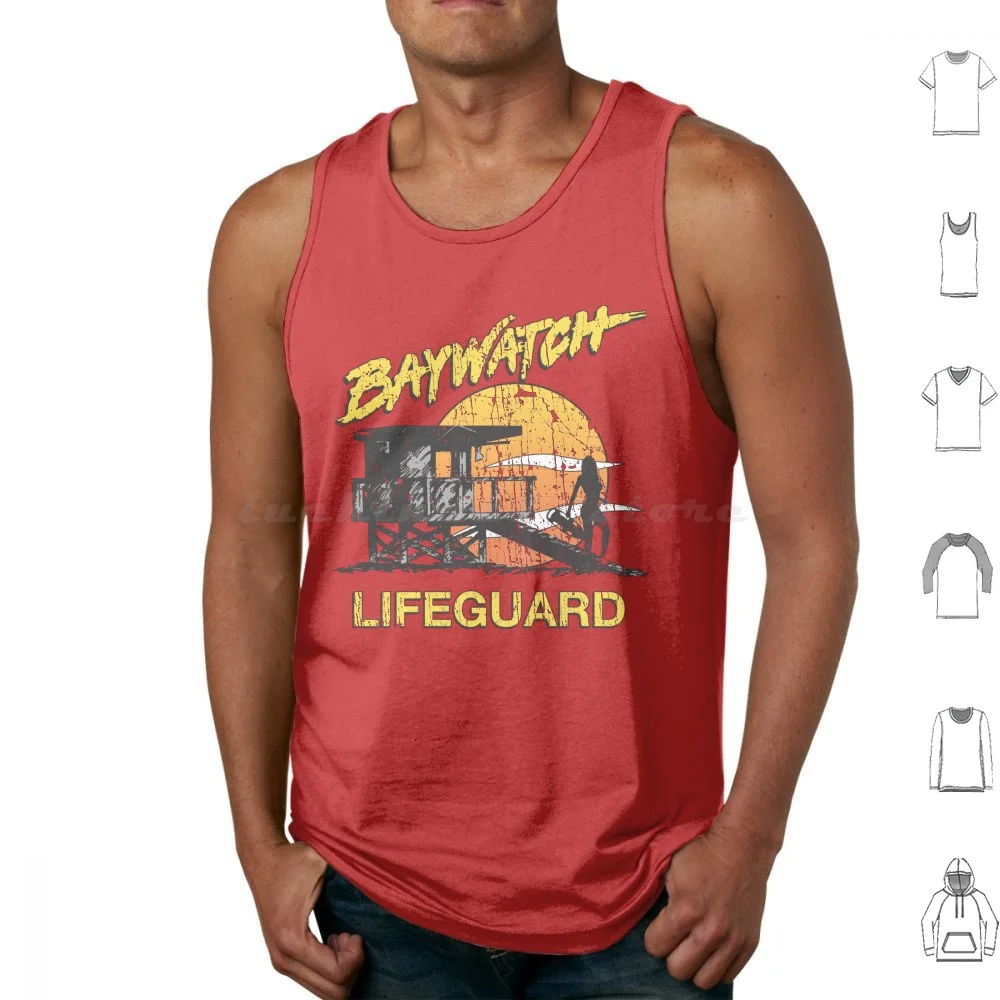 Baywatch-Lifeguard-Sunset-1989-Tank-Tops-Print-Cotton-1980S-1989-80S ...