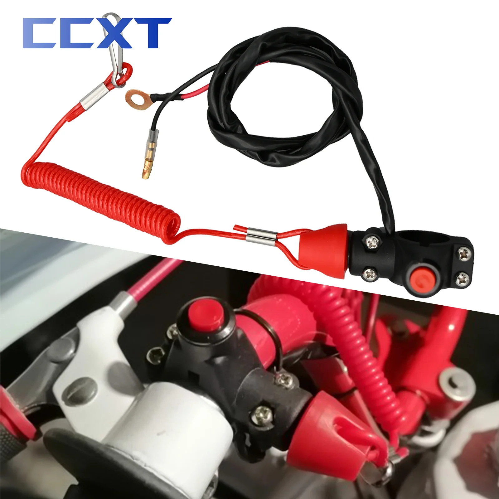 Motorcycle ATV Tether Lanyard Emergency Kill Stop Engine Switch Push Button For Kawasaki Honda ...