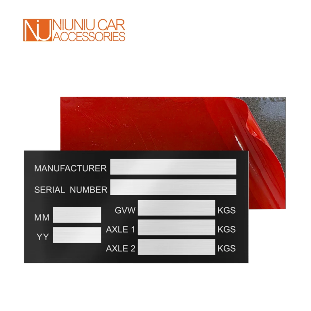 Blank or Engraved Aluminum Vehicle ID Tag With Sticker Trailer Weight ...