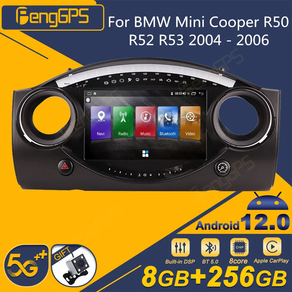 Para bmw mini cooper r50 r52 r53 2004 2006 android 12 rádio do carro ...