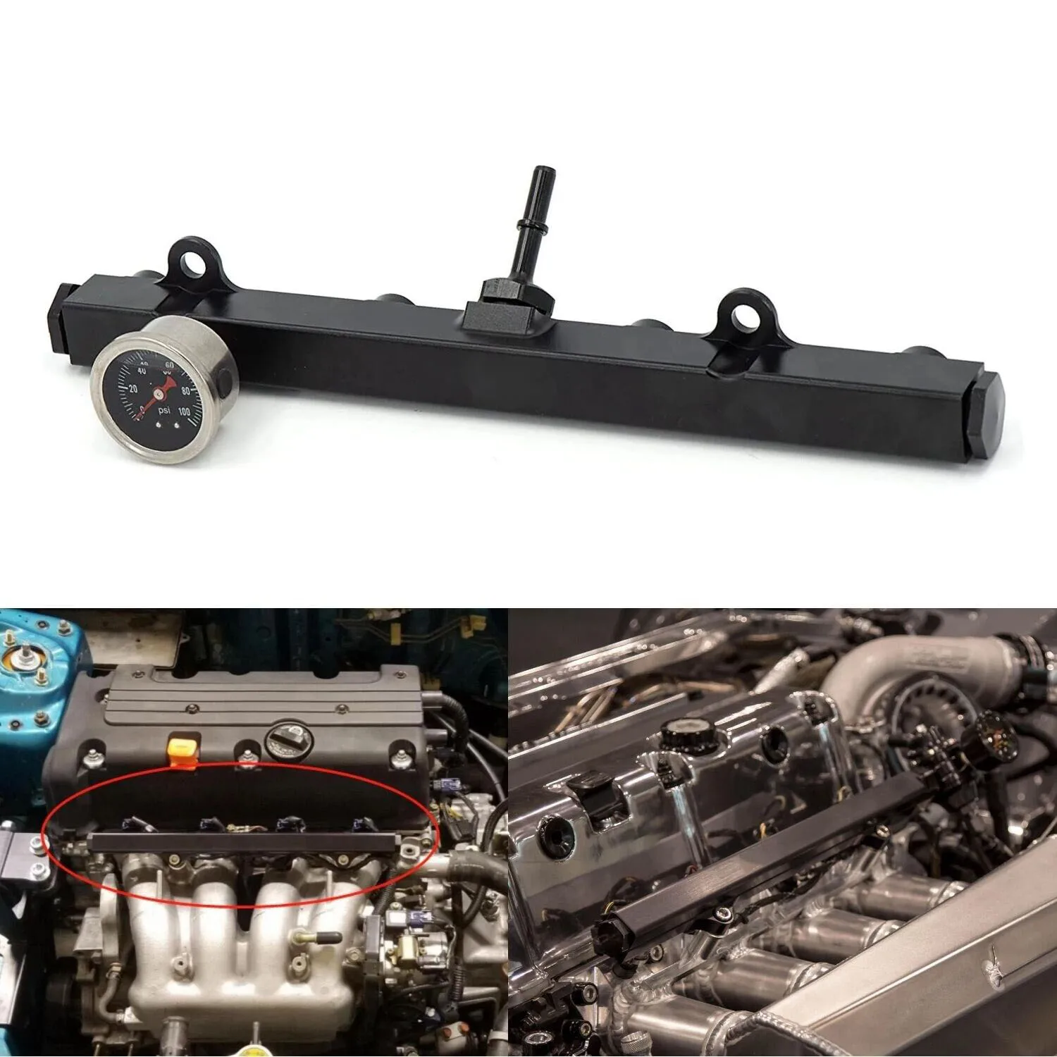 High-Flow-Injection-Fuel-Rail-With-Gauge-Aluminium-K-Series-Heavy-Fuel ...