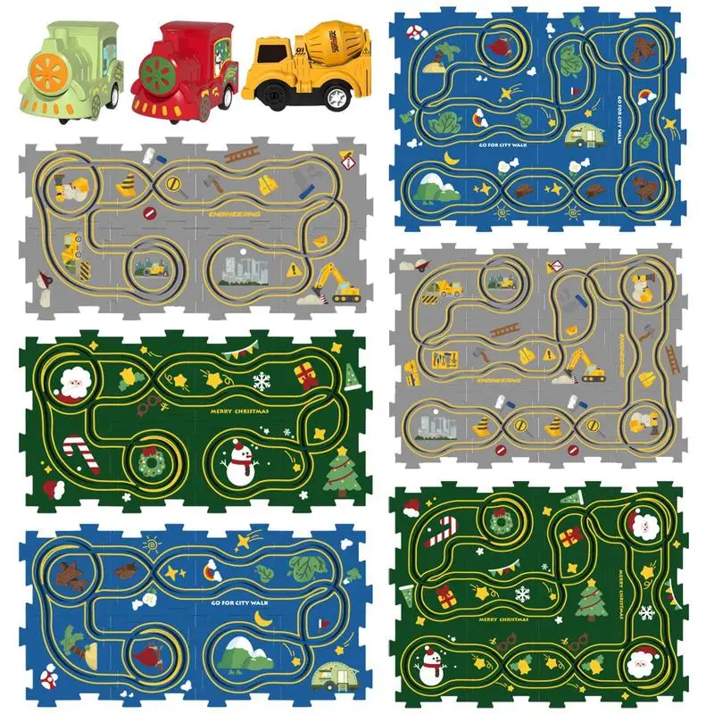 Puzzle Track Car Play Set Logic Board Game DIY Assembling Electric ...