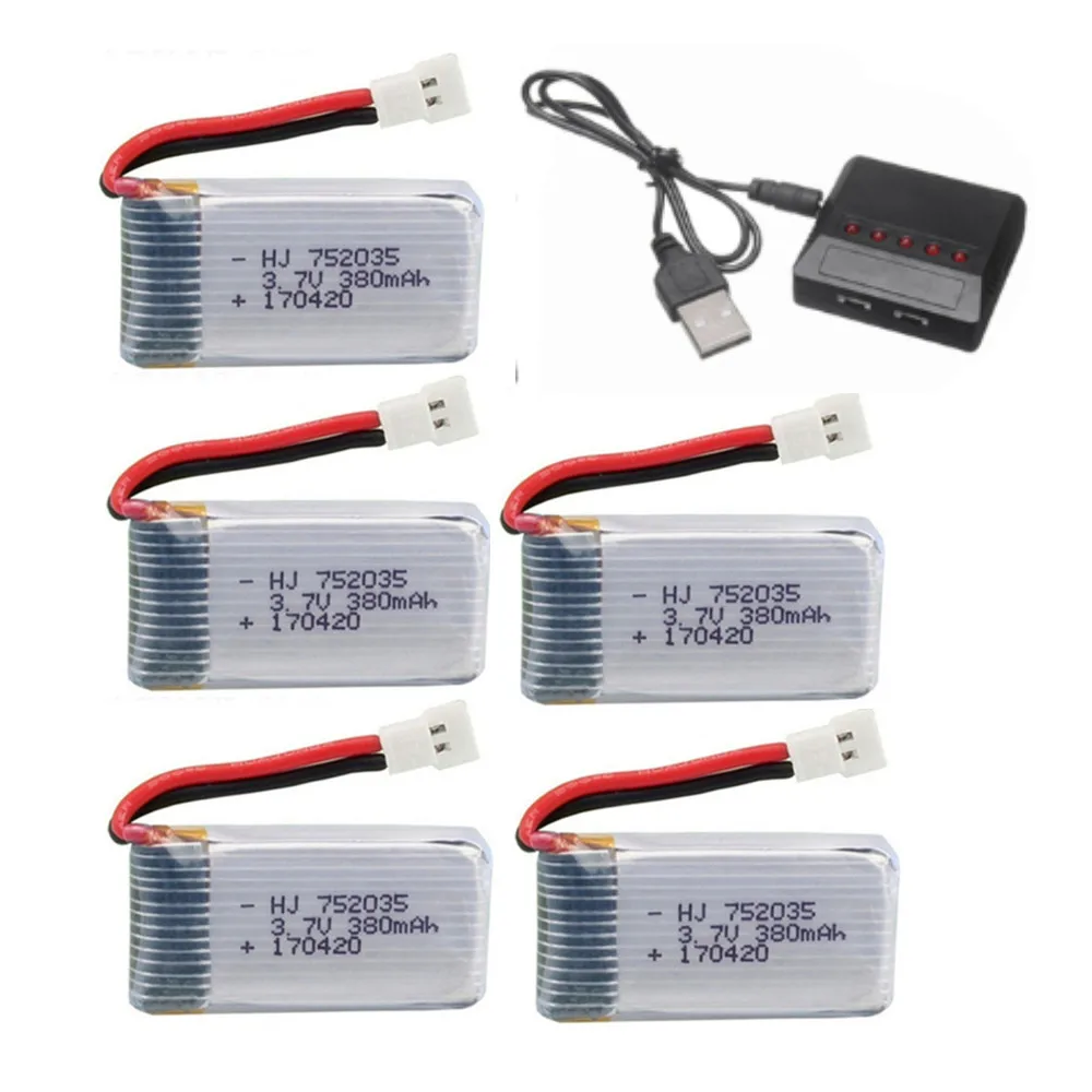 3.7V 380mAh Lipo Battery and Charger For Hubsan X4 H107 H107L H107D ...