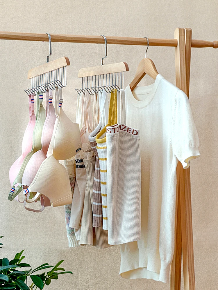 Wooden-Multifunctional-Bra-Hanger-Belt-Hanger-Women-Sturdy-Durable-Tie ...