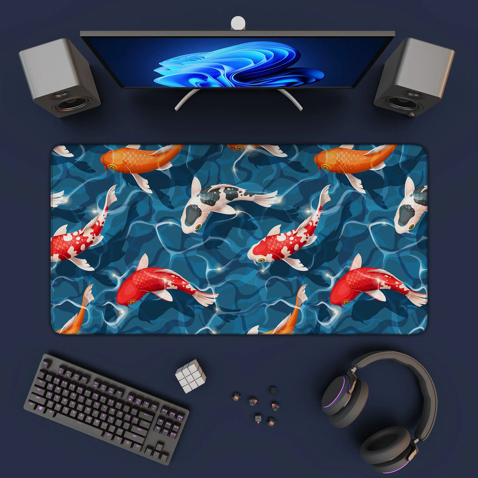 Koi-Fish-mouse-pad-Japanese-desk-pad-XL-bohemian-style-natural-mouse ...