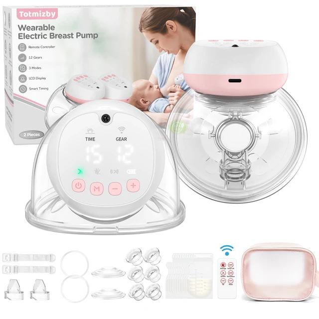 2 Pcs Electric Wearable Breast Pump 1200mAh USB Chargable Silent Milk ...