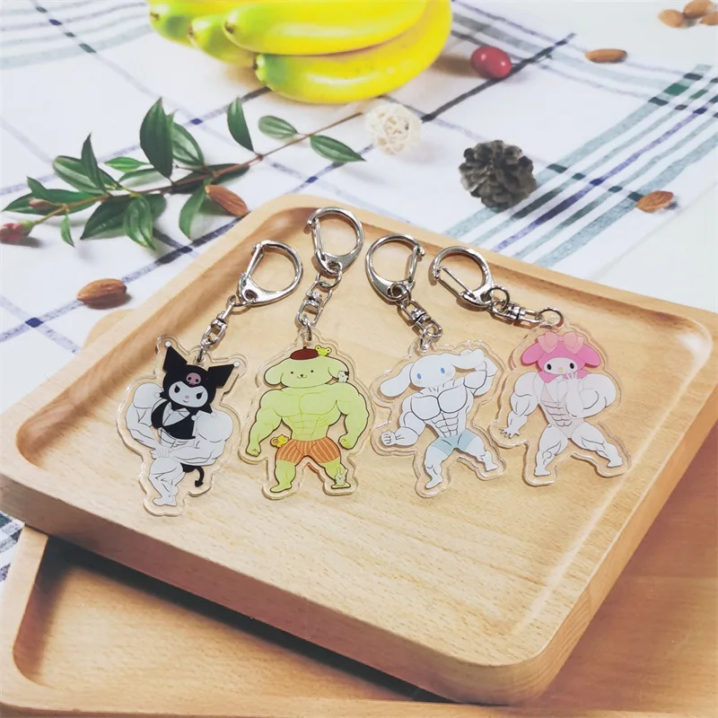 Sanrio-Cartoon-Muscle-Keychain-Strong-Men-Kuromi-Hello-Kitty-Melody ...