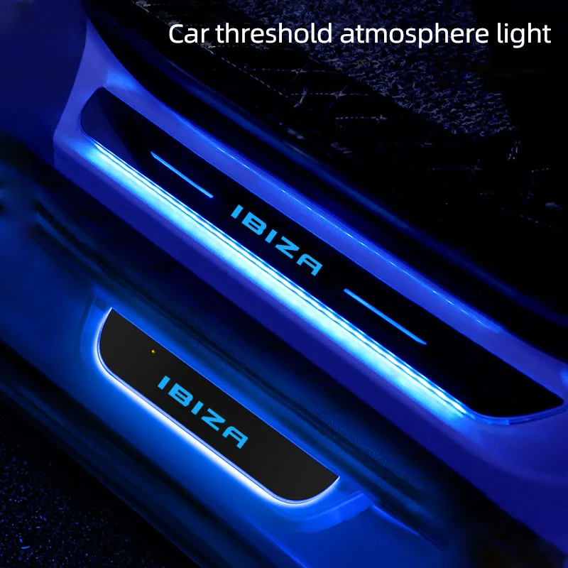 아크릴 Usb 전원 이동 Led 웰컴 페달 자동차 스커프 플레이트 페달 도어 씰 경로 조명 좌석 이비자 Fr 자동차 액세서리