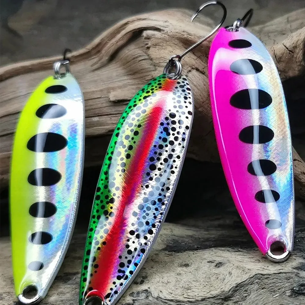 5pcs Salmon PerchTrout Bait 2.2g/2.6g/4.5g Metal Spoon Fishing Lure ...