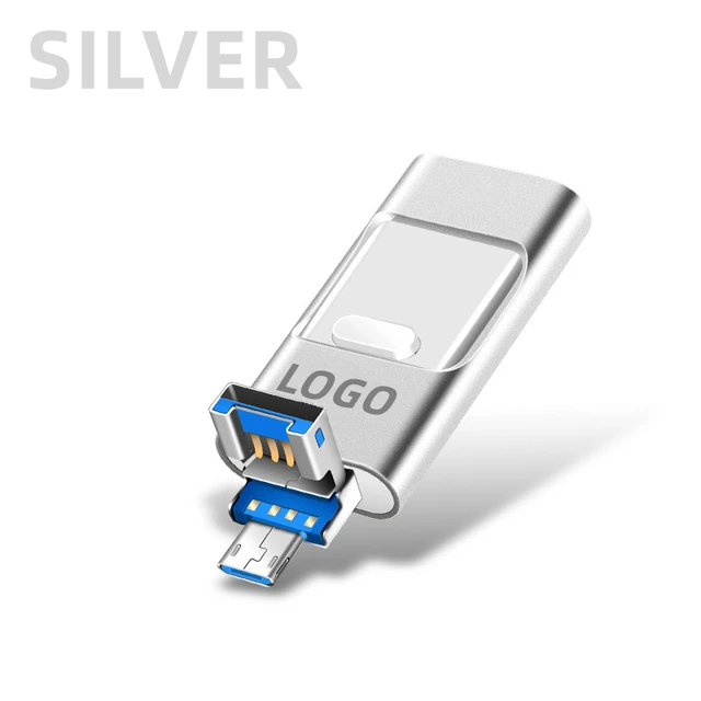Free Custom LOGO 3 IN 1 Metal OTG Flash Drive iPhone+Android+Computer ...