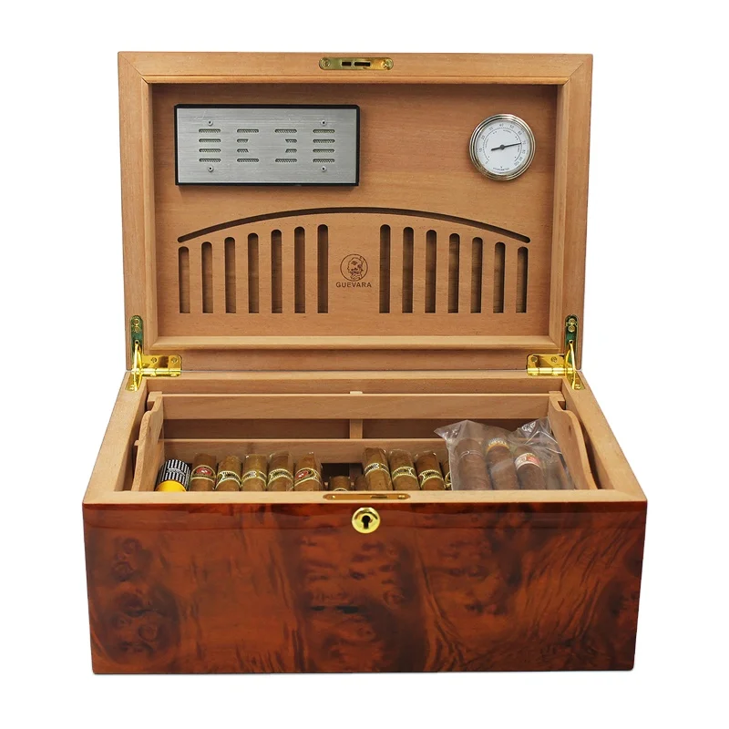 Guevara Cigar Humidor Box Cedar Wood With Humidifier For Cohiba Cigar ...
