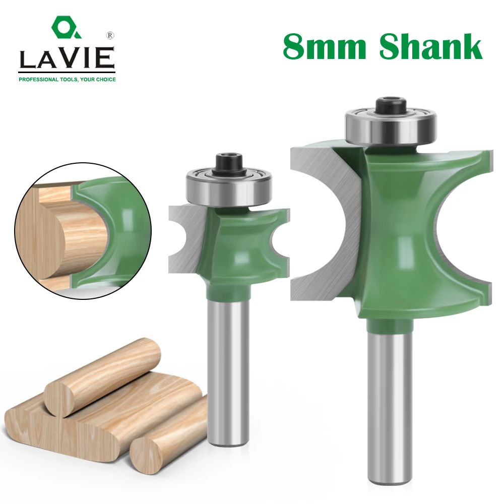 LAVIE-5-PCS-8mm-Shank-Bullnose-Half-Round-Bit-Endmill-Router-Bits-Wood ...