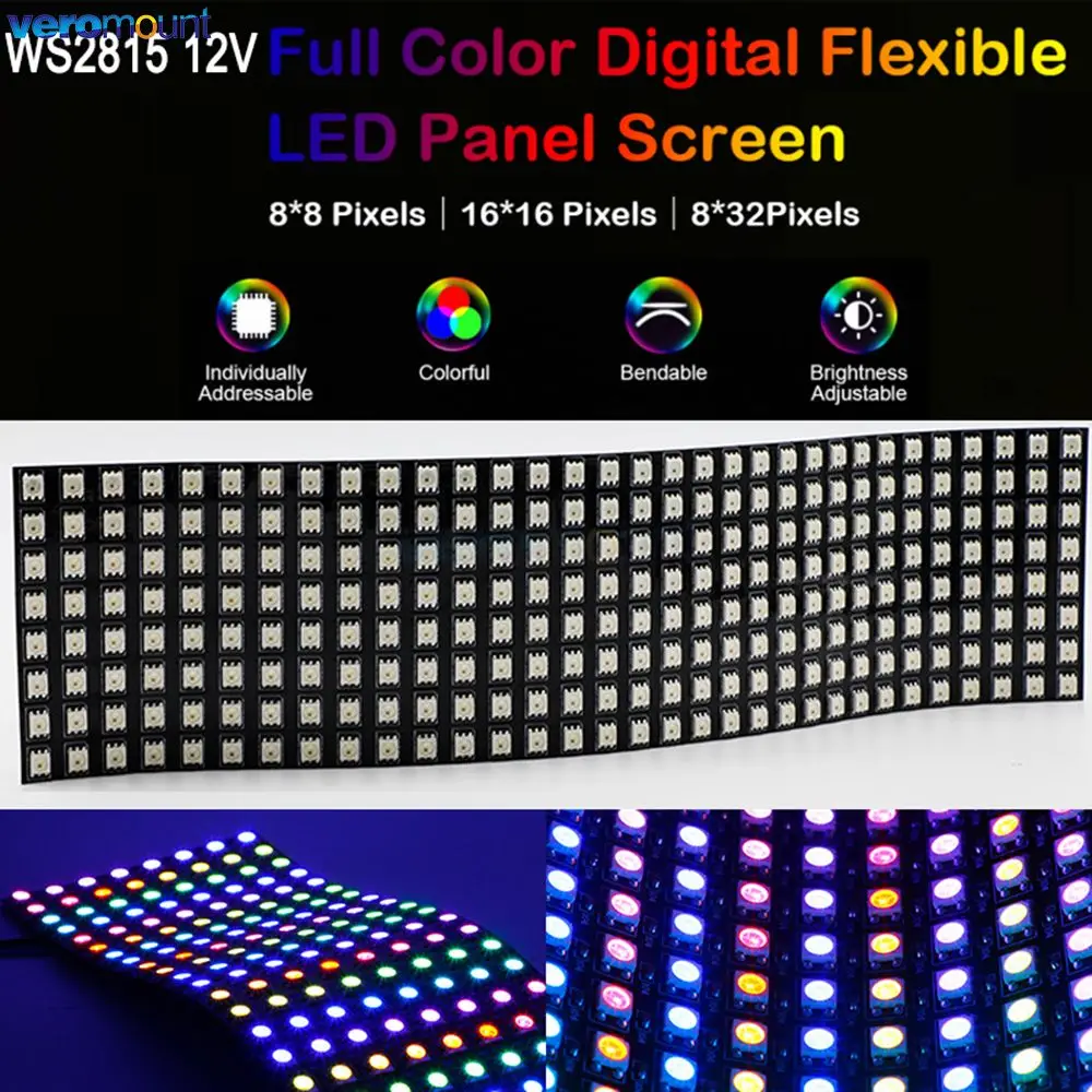 DC-12V-WS2815-esnek-RGB-5050-LED-matris-piksel-ekran-kesme-noktas-zge ...