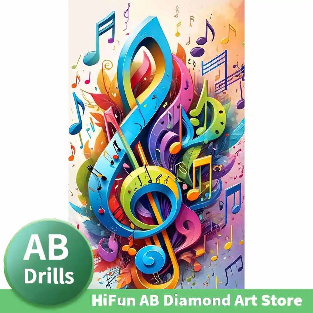 AB Drill,5d Diamond Mosaic Music Notes Full DIY Gems Painting Musical ...