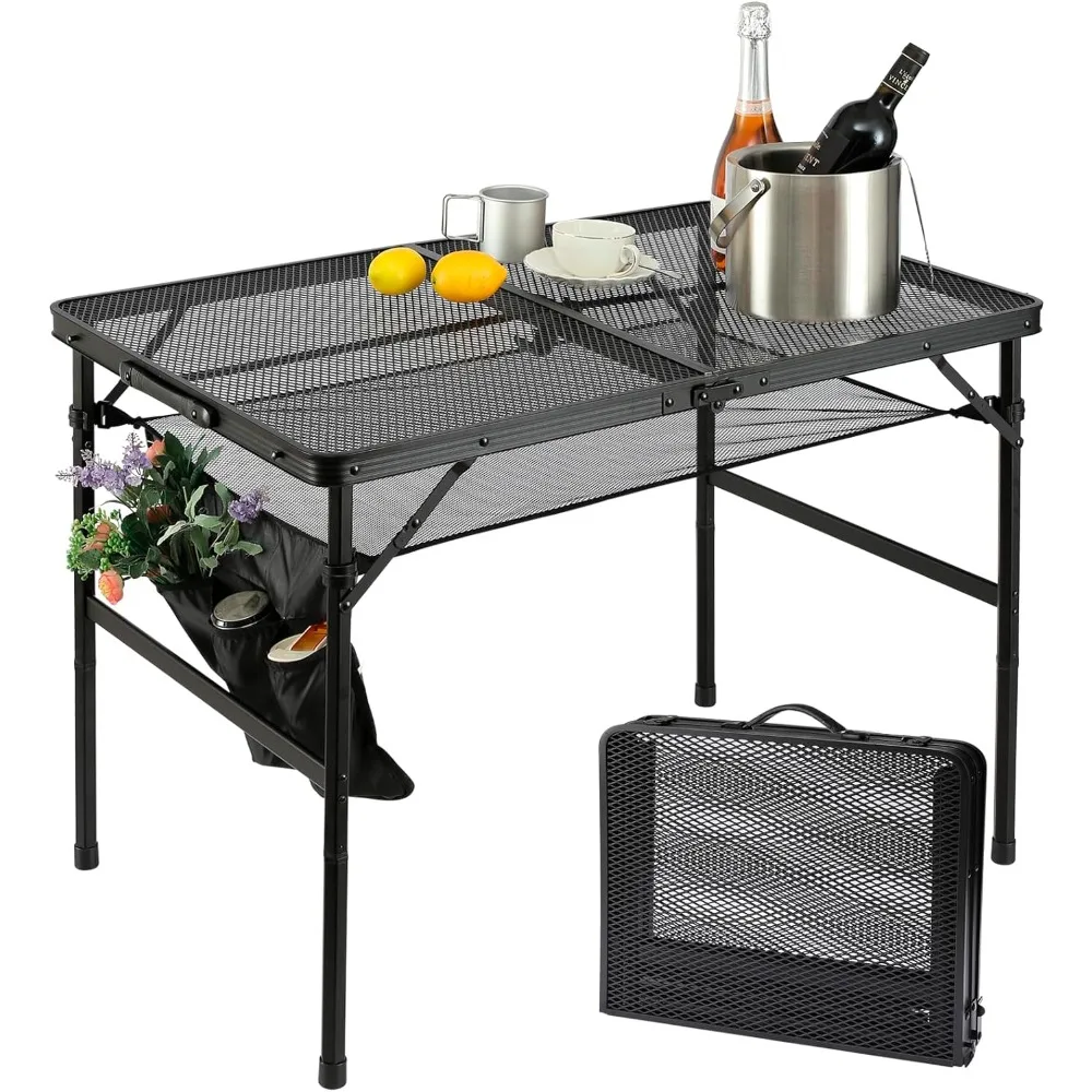 Folding-Mesh-Camping-Table-with-Mesh-Bag-Lightweight-Grill-Table ...