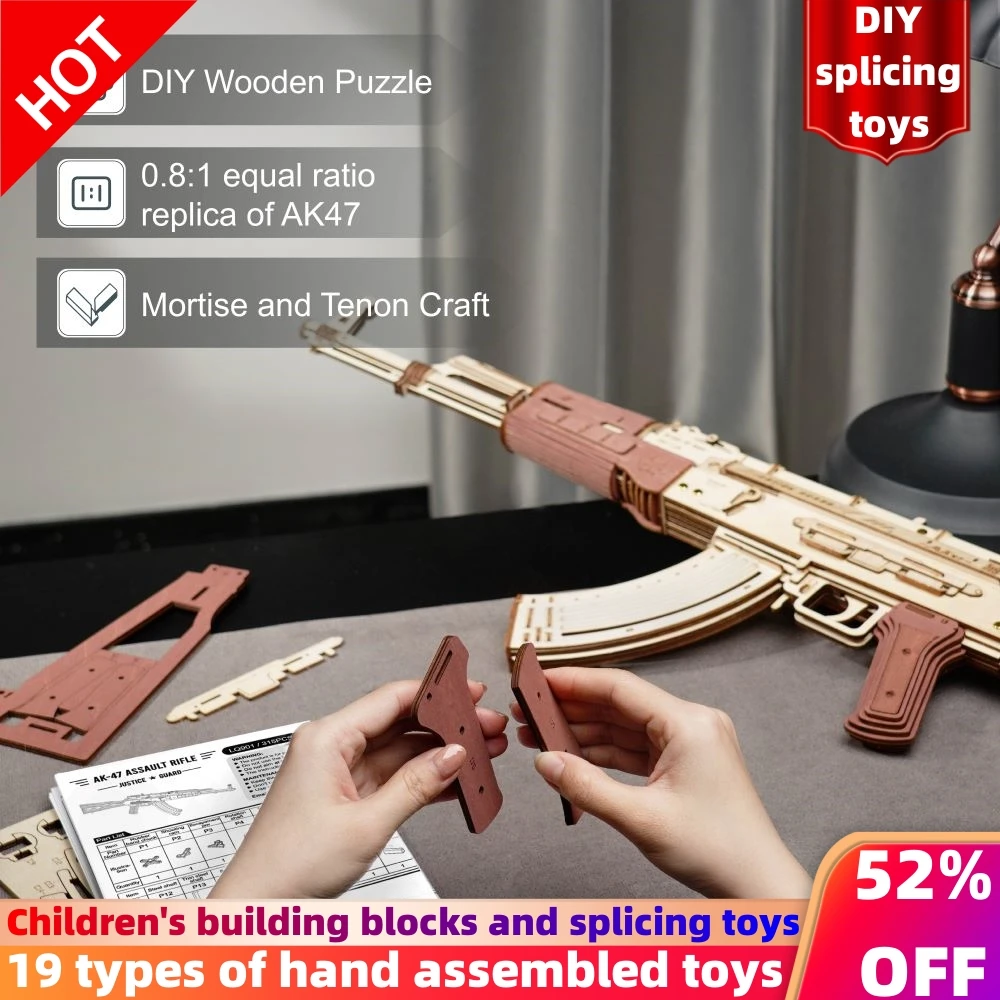 Wooden Gun Memes Hunting Gun 3D Rubber Band Gun Wooden Model Kit Kids