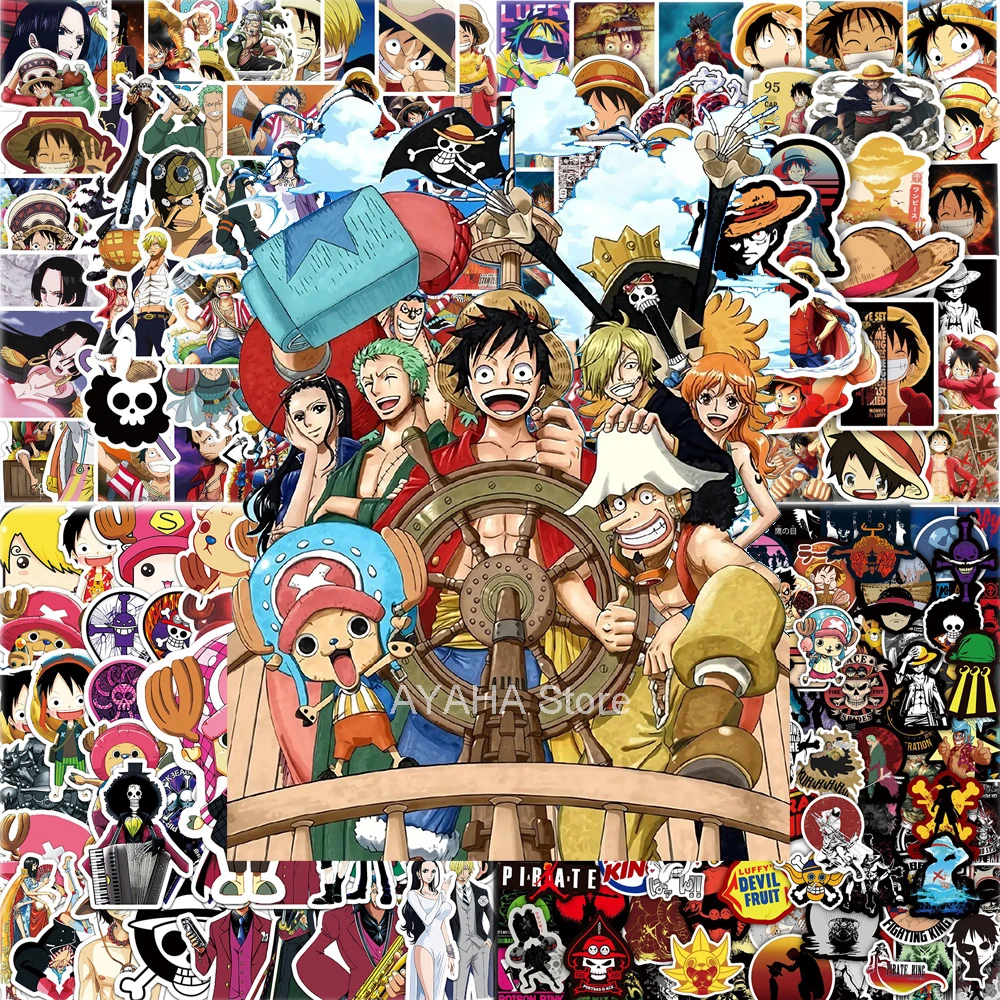 48/50/100pcs Anime ONE PIECE Stickers Decals Graffiti Skateboard Laptop ...