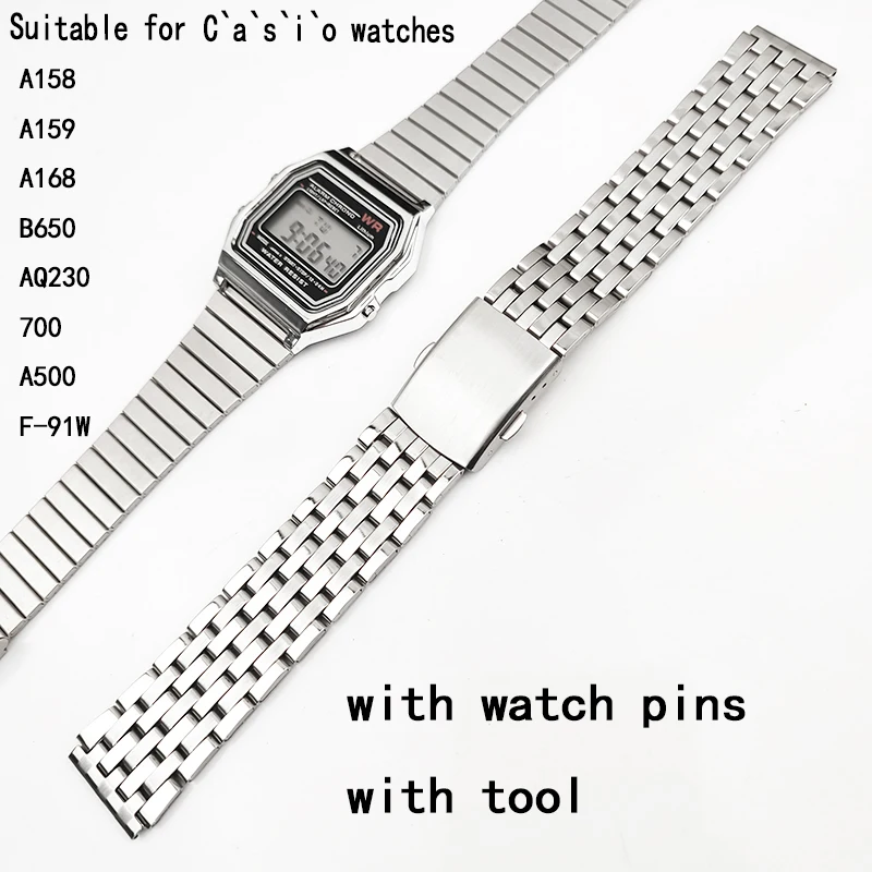 Watch-strap-for-Casio-small-square-A158-A159-A168-B650-AQ230-700-A500-F ...