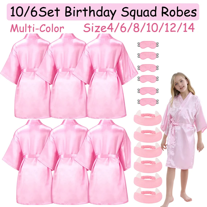 10-6Packs-Birthday-Squad-Robes-Spa-Party-Girls-Queen-Robe-Soft-Silk ...