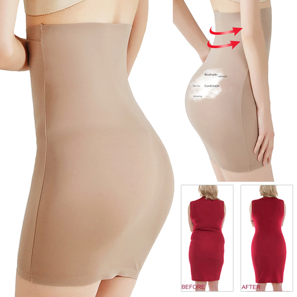 Women-Super-Elastic-Tummy-Control-Slips-High-Waist-Body-Shaper-Slimming-Underwear-Half-Slip-Butt ...