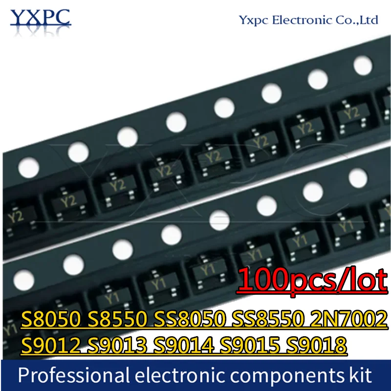 100pcs-S8050-J3Y-S8550-2TY-SS8050-Y1-SS8550-Y2-S9012-2T1-S9013-J3-S9014 ...