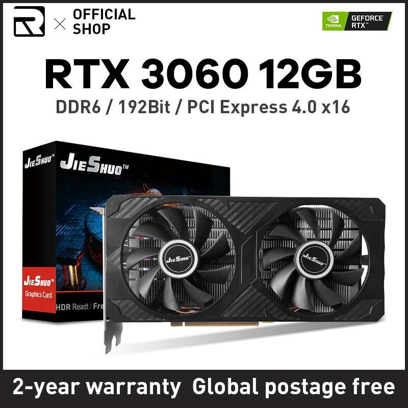 Novo Rtx3060 12g Placas Gráficas Jogos Gddr6 Rtx 3060 12gb Gpu Computador Pc 192bit Dp * 3 Pci ...
