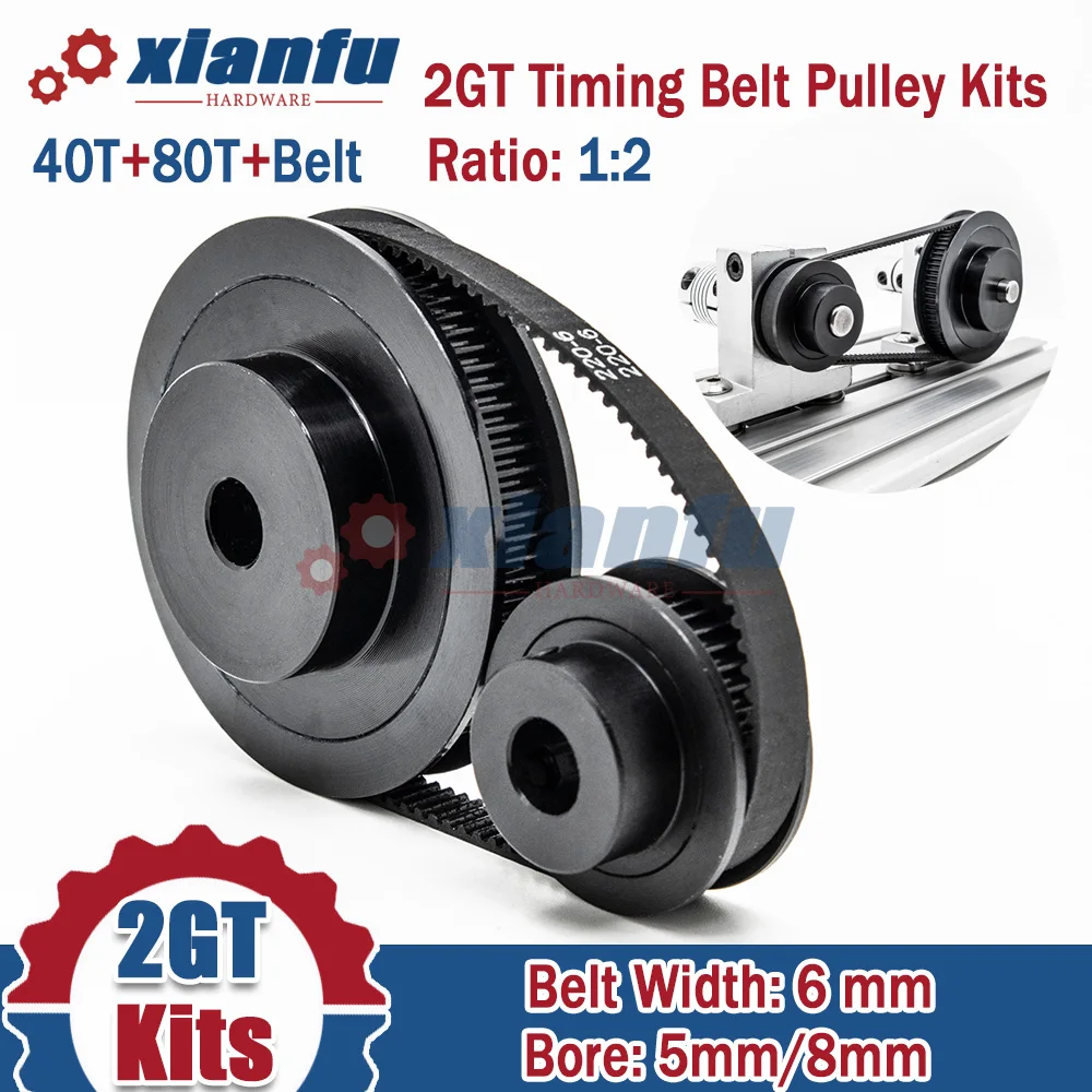 Ratio-1-2-2GT-40T-80T-Timing-Belt-Pulley-Kits-Bore-5mm-8mm-Wheel-Set ...
