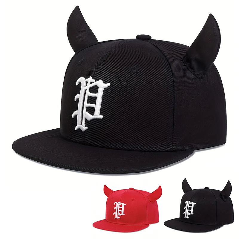 Unisex-Personality-P-Letter-Embroidery-Ox-Horn-Hip-hop-Hats-Outdoor ...