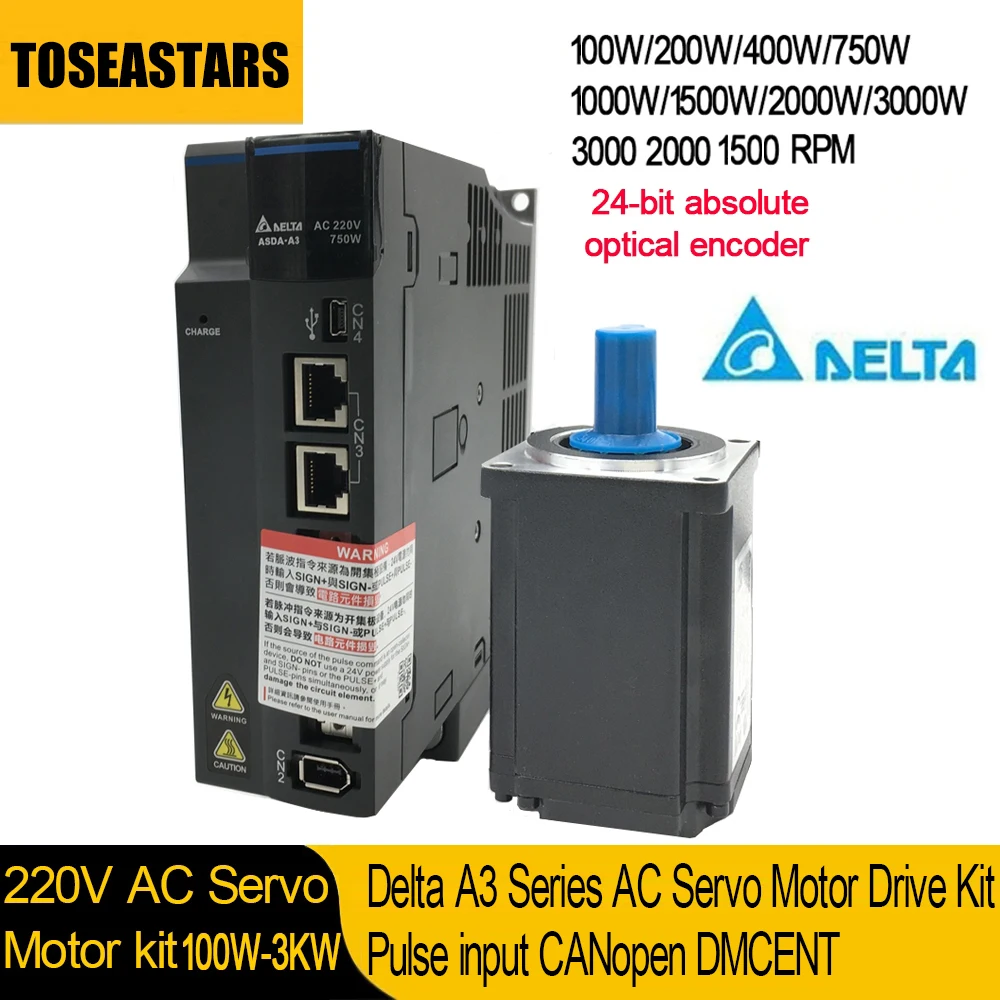 Delta-A3-220V-AC-Servo-Motor-Driver-Kit-24Bit-Absolute-Encoder-100W-3KW ...