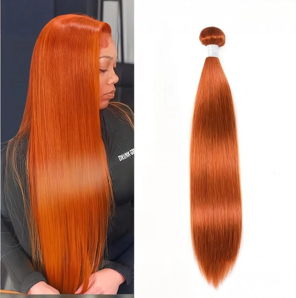 Ginger Orange # 350 Color Wavy Body Wave Bundles Human Hair Brazilian ...
