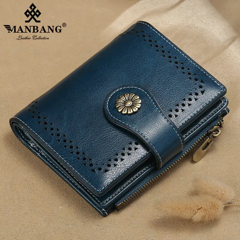 Genuine-Cowhide-Leather-ManBang-Brand-Women-s-Wallet-Short-Zipper ...
