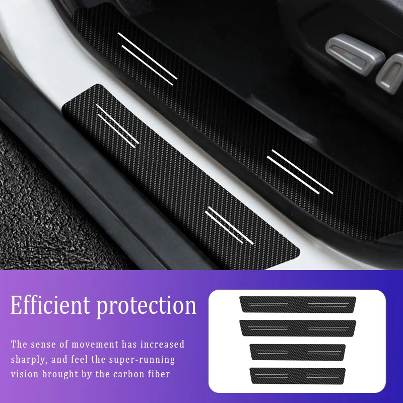 4-8Pcs-Car-Door-Threshold-Scuff-Plate-Carbon-Fiber-Sill-Protector ...