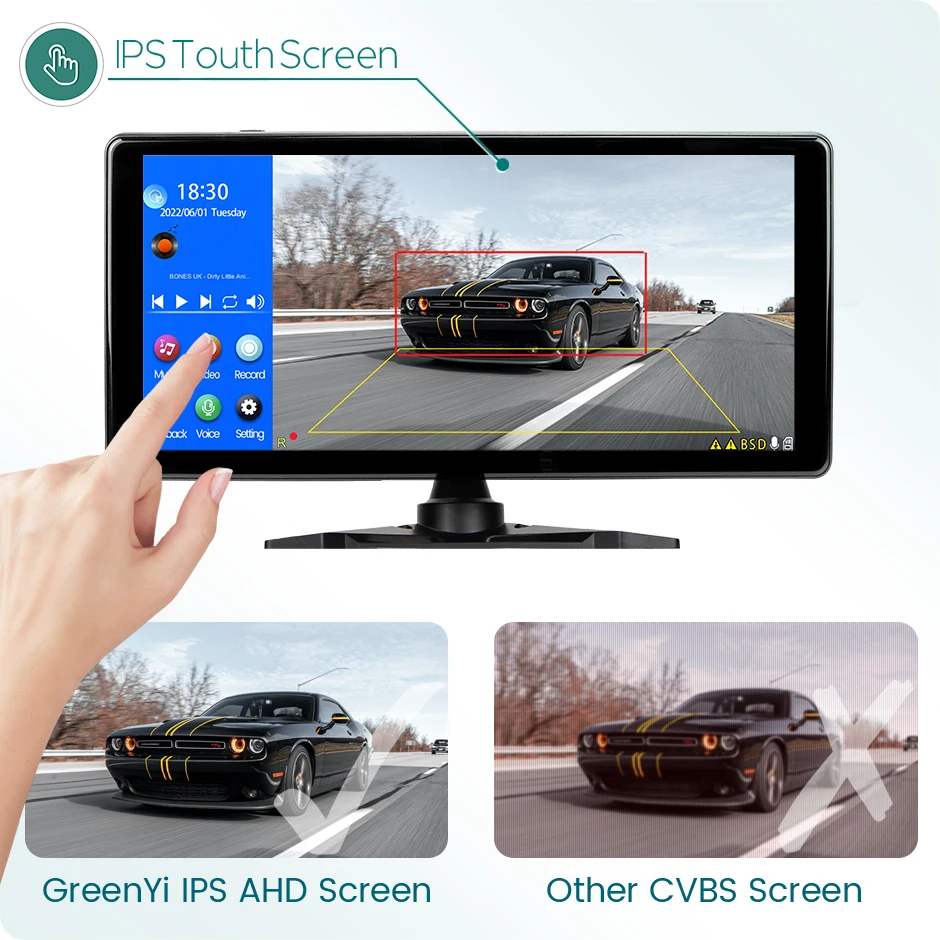 10.36 Inch 4 Ch Blind Spot BSD Alarm Truck Bus DVR Recorder Monitor ...